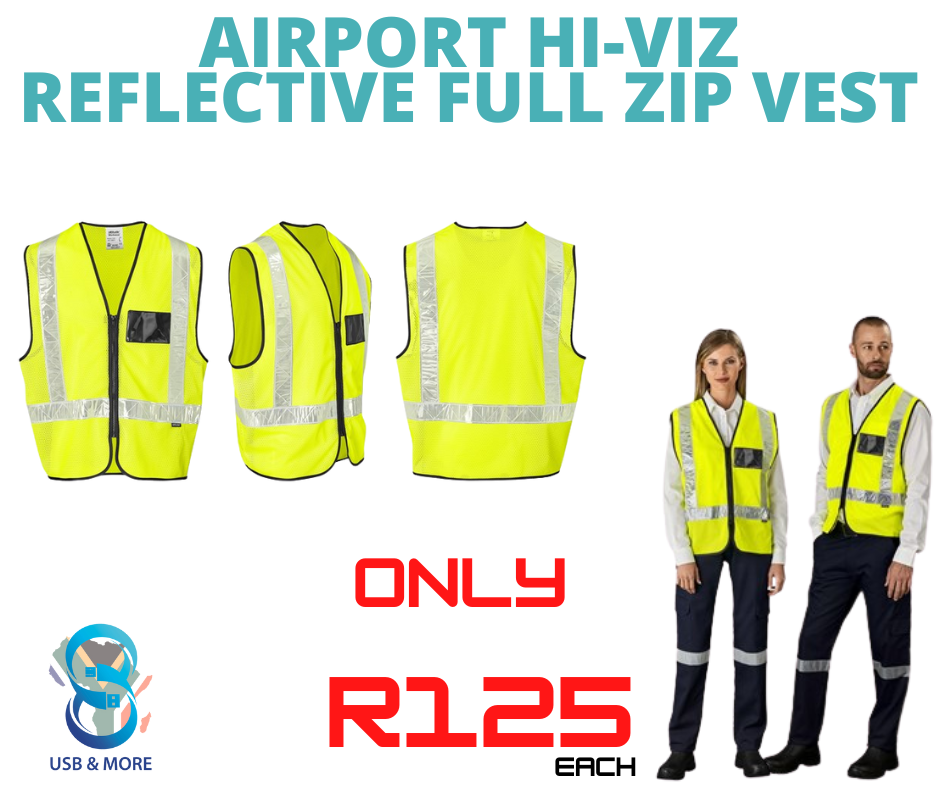 Airport Hi-Viz Reflective Full Zip Vest|usbandmore – USB & MORE